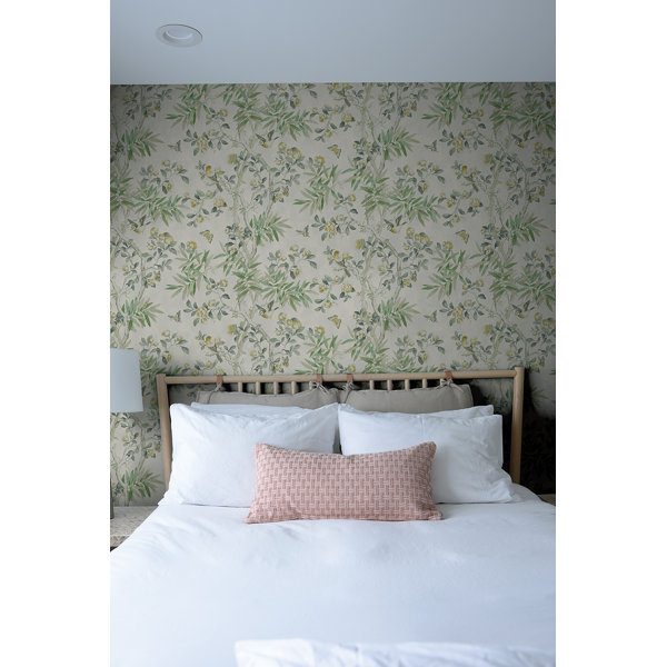 Winston Porter Surface Style Kimono VIne Floral 18' L x 20.5" W Peel and Stick Wallpaper Roll ...